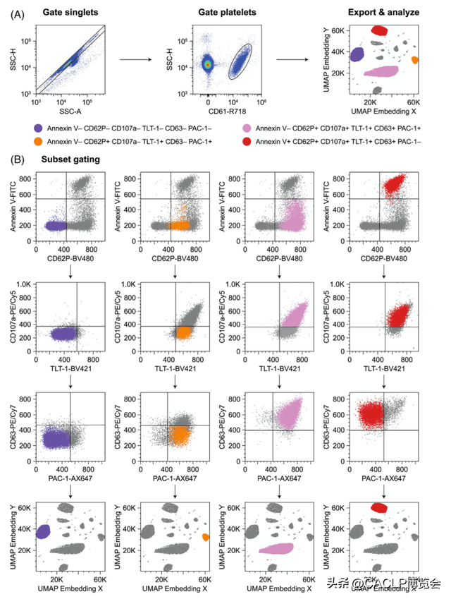 Multi-parameter analysis of four main subpopulations of platelets ...